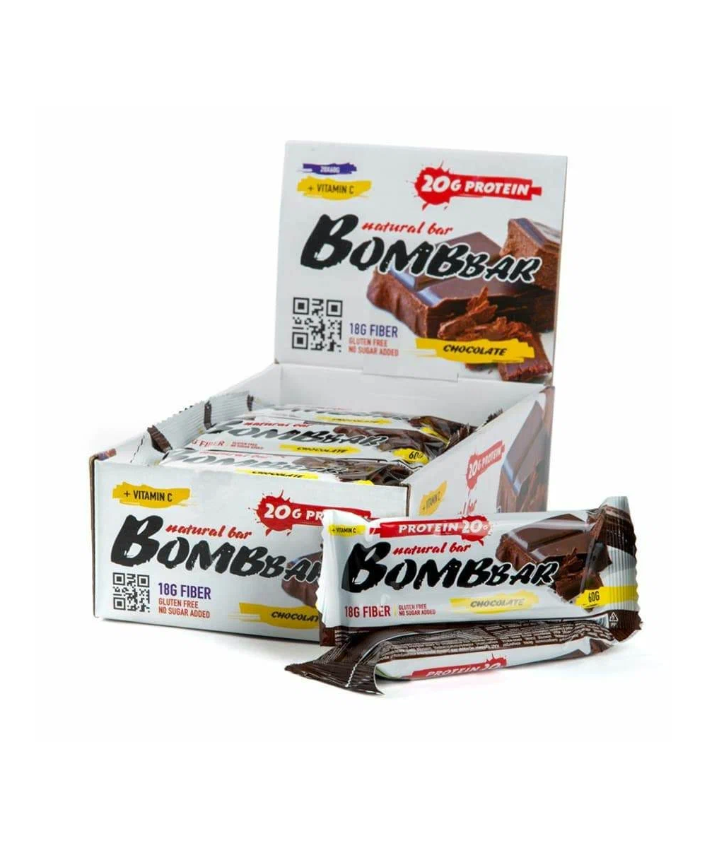 Протеиновый батончик BombBar "Шоколад", высокое содержание белка, 60г, 20шт