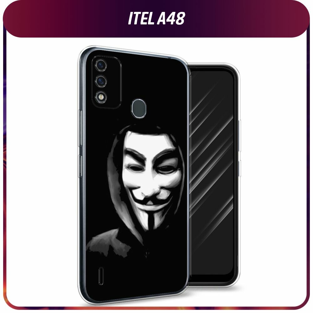 Силиконовый чехол на Itel A48 / Ител А48 с принтом "Анонимус"
