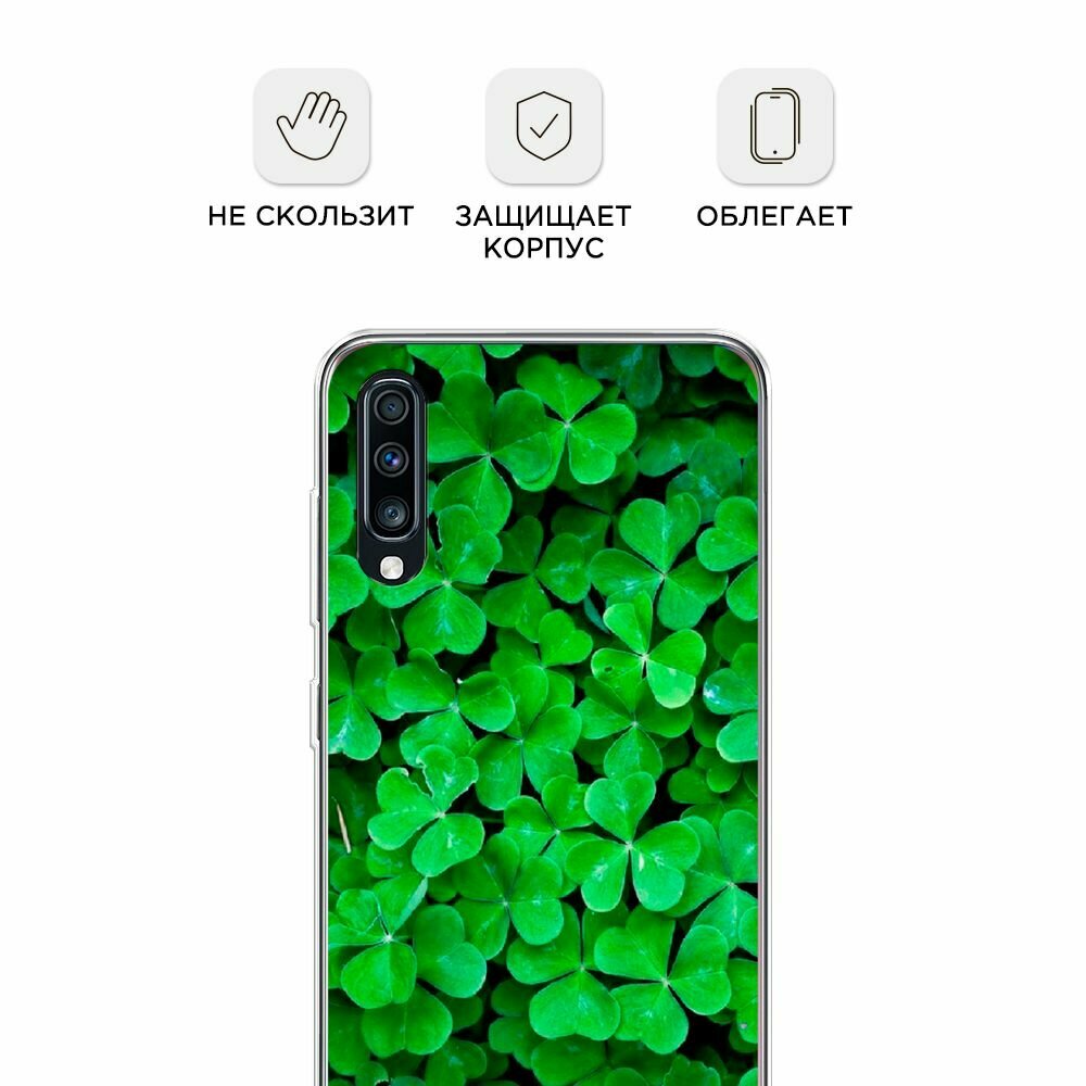 Чехол на Samsung Galaxy A70 / Самсунг Галакси А70 с принтом "Клевер" — фото 1