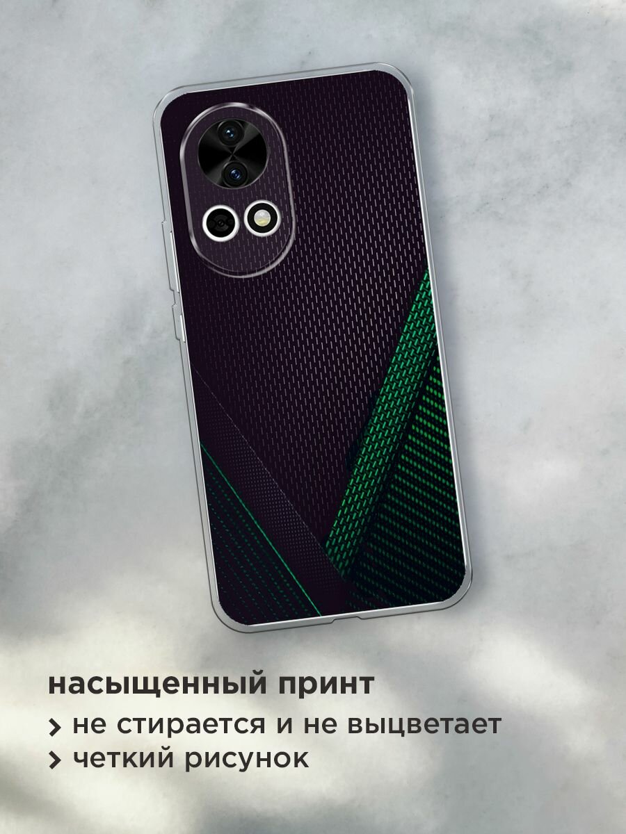Чехол на Huawei Nova 12/Nova13 / Хуавей Нова 12/Нова 13 с принтом "Зеленый карбон" — фото 1