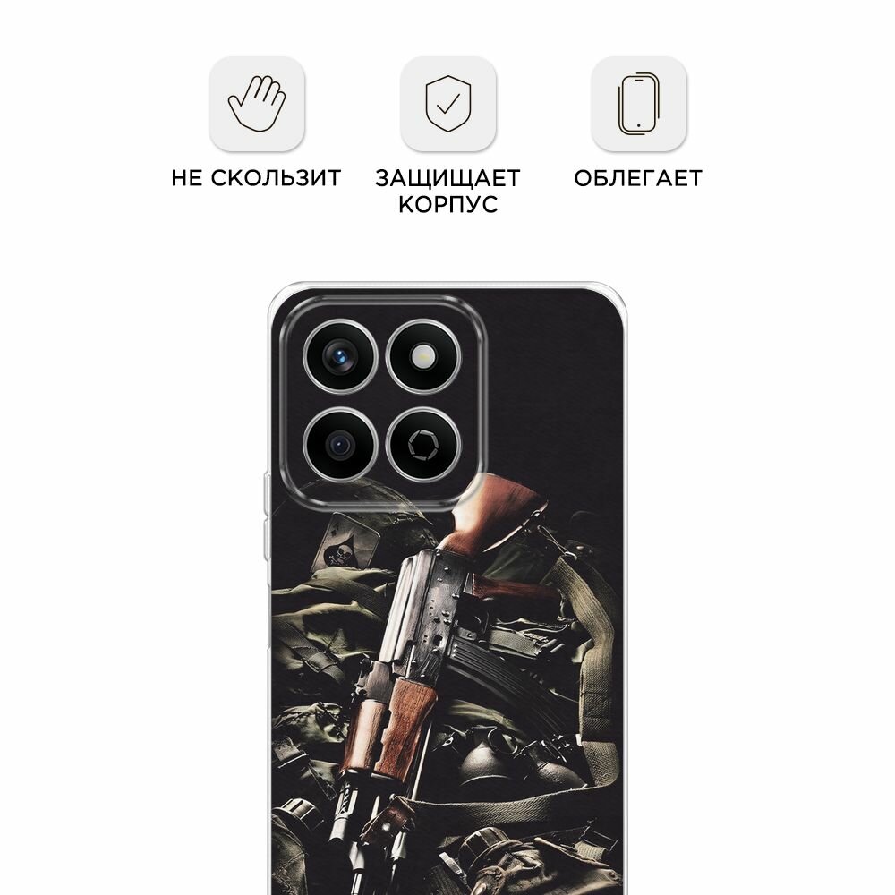 Силиконовый чехол на Honor X7c / Хонор X7c с принтом "Автомат" — фото 1