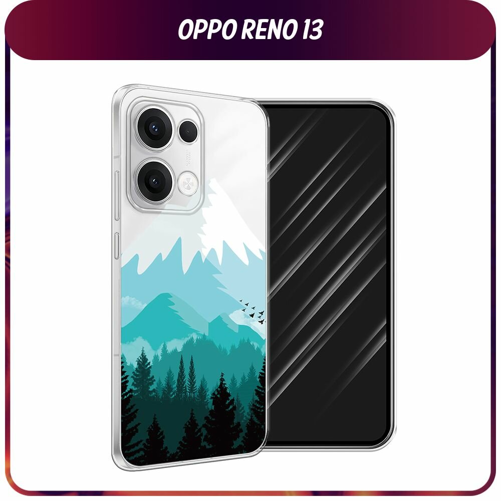 Чехол на Oppo Reno 13 / Оппо Рено 13 с принтом "Синяя снежная гора", прозрачный