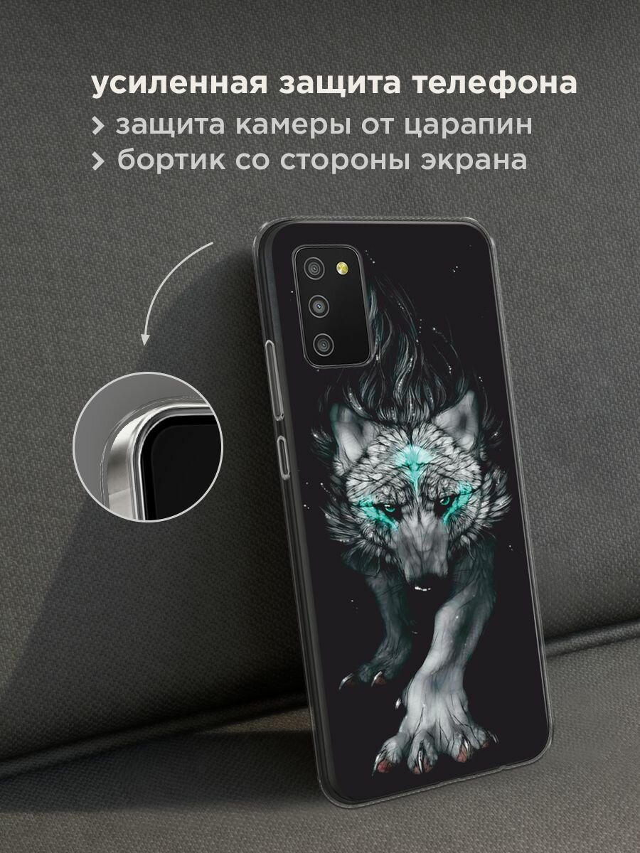 Чехол на Samsung Galaxy A02s / Самсунг Галакси A02s с принтом "Крадущийся волк" — фото 1