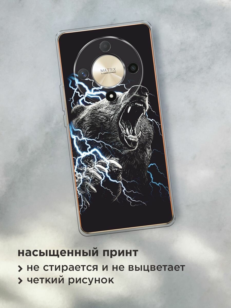 Силиконовый чехол на Honor X9b / Хонор X9B с принтом "Гроза и медведь" — фото 1