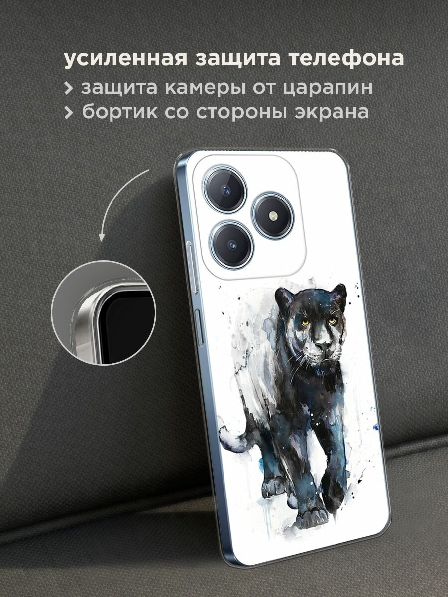 Силиконовый чехол на Realme C63 / Реалми С63 с принтом "Пантера арт 3" — фото 1