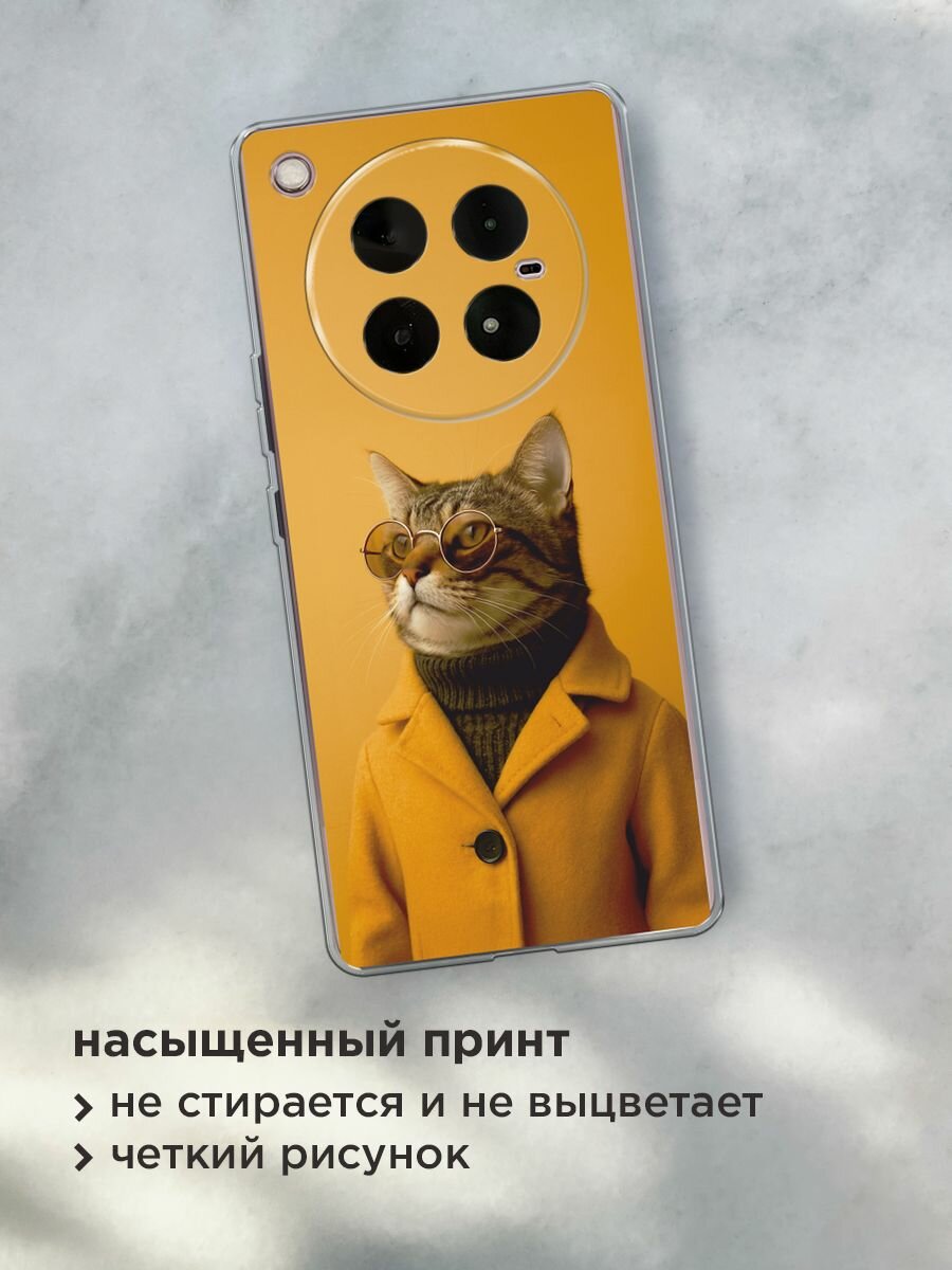 Чехол на Infinix Zero 40 4G / Инфиникс Зеро 40 4G с принтом "Деловой кот в пальто" — фото 1