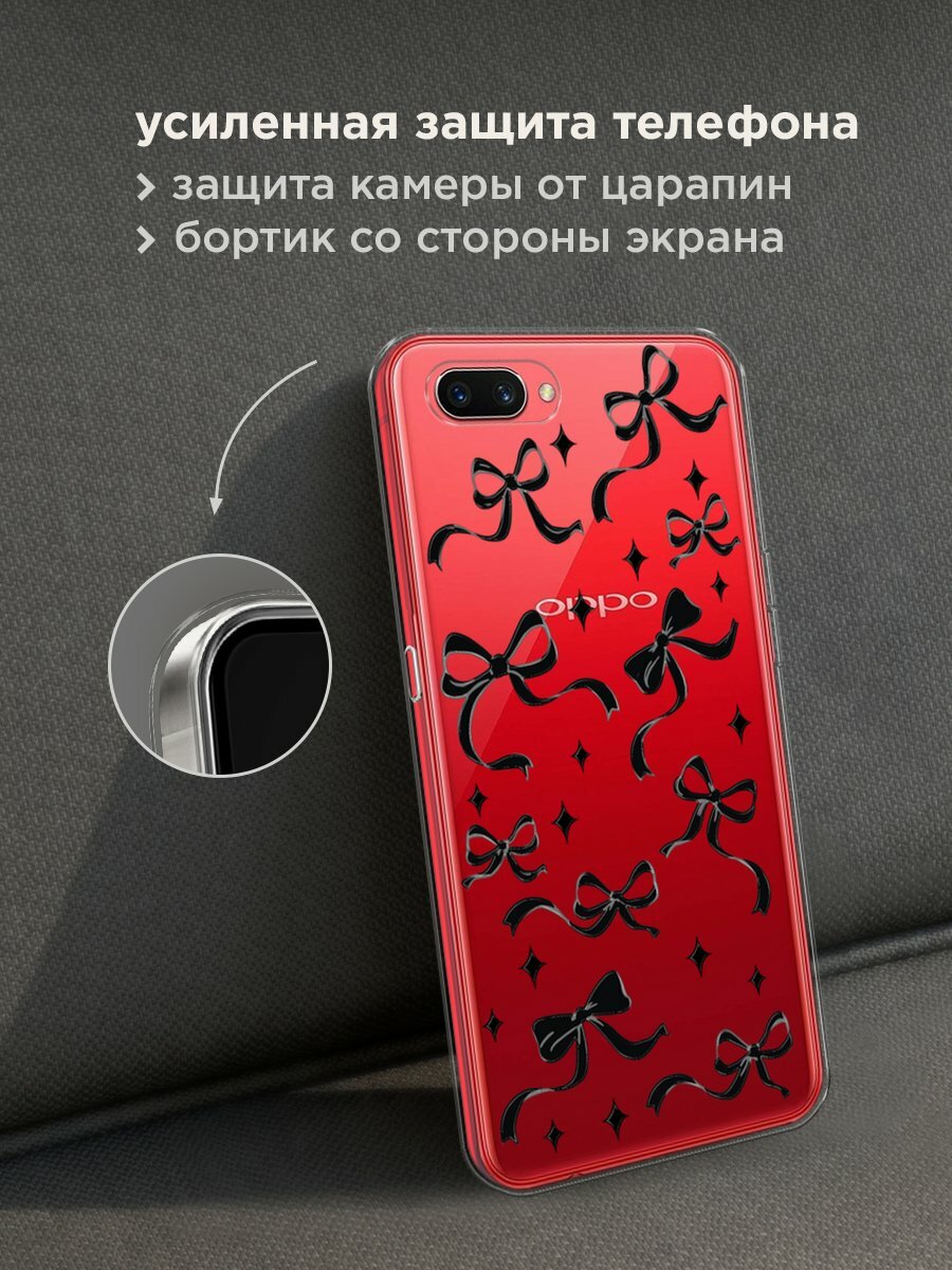 Чехол на Oppo A3s / Oppo A3s с принтом "Милые чёрные бантики 4" — фото 1