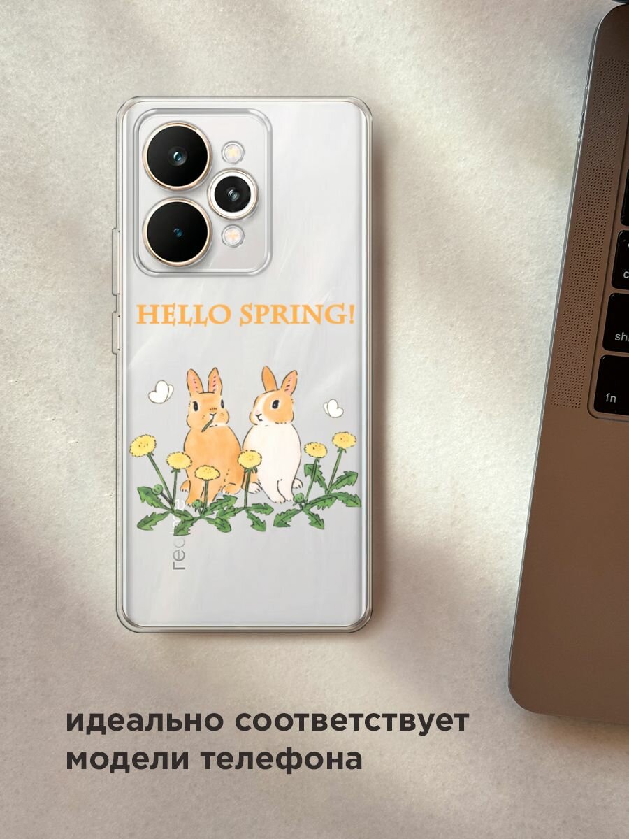 Чехол на Realme 15 Pro / Реалми 15 Про с принтом "Весенние кролики", прозрачный — фото 1
