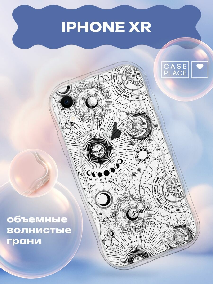 Чехол на Apple iPhone XR / Айфон XR с принтом "Созвездия черные"