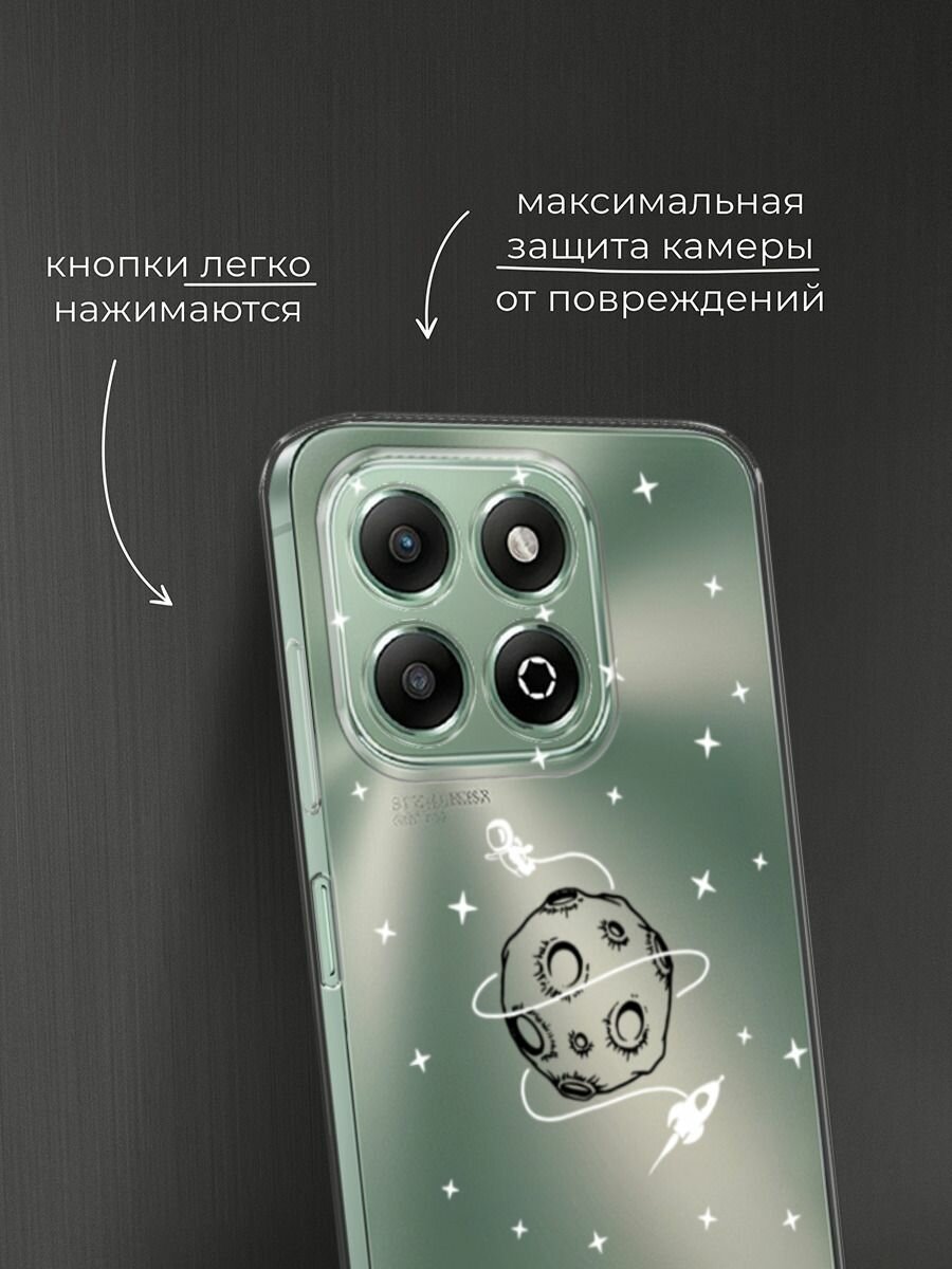 Чехол на Honor X6b / Хонор X6b с принтом "Полет вокруг луны", прозрачный — фото 1