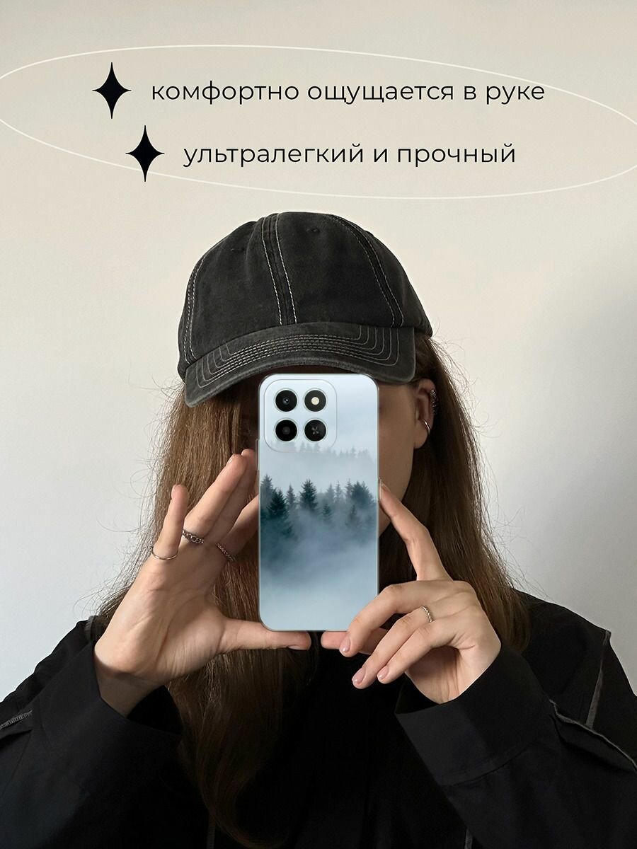 Силиконовый чехол на Honor X6c / Хонор X6c с принтом "Лес в тумане" — фото 1