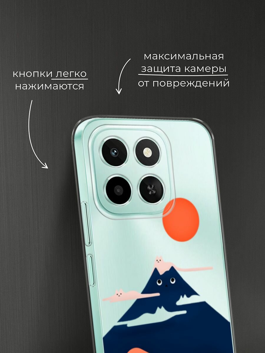 Чехол на Honor X6c / Хонор X6c с принтом "Кот-гора", прозрачный — фото 1
