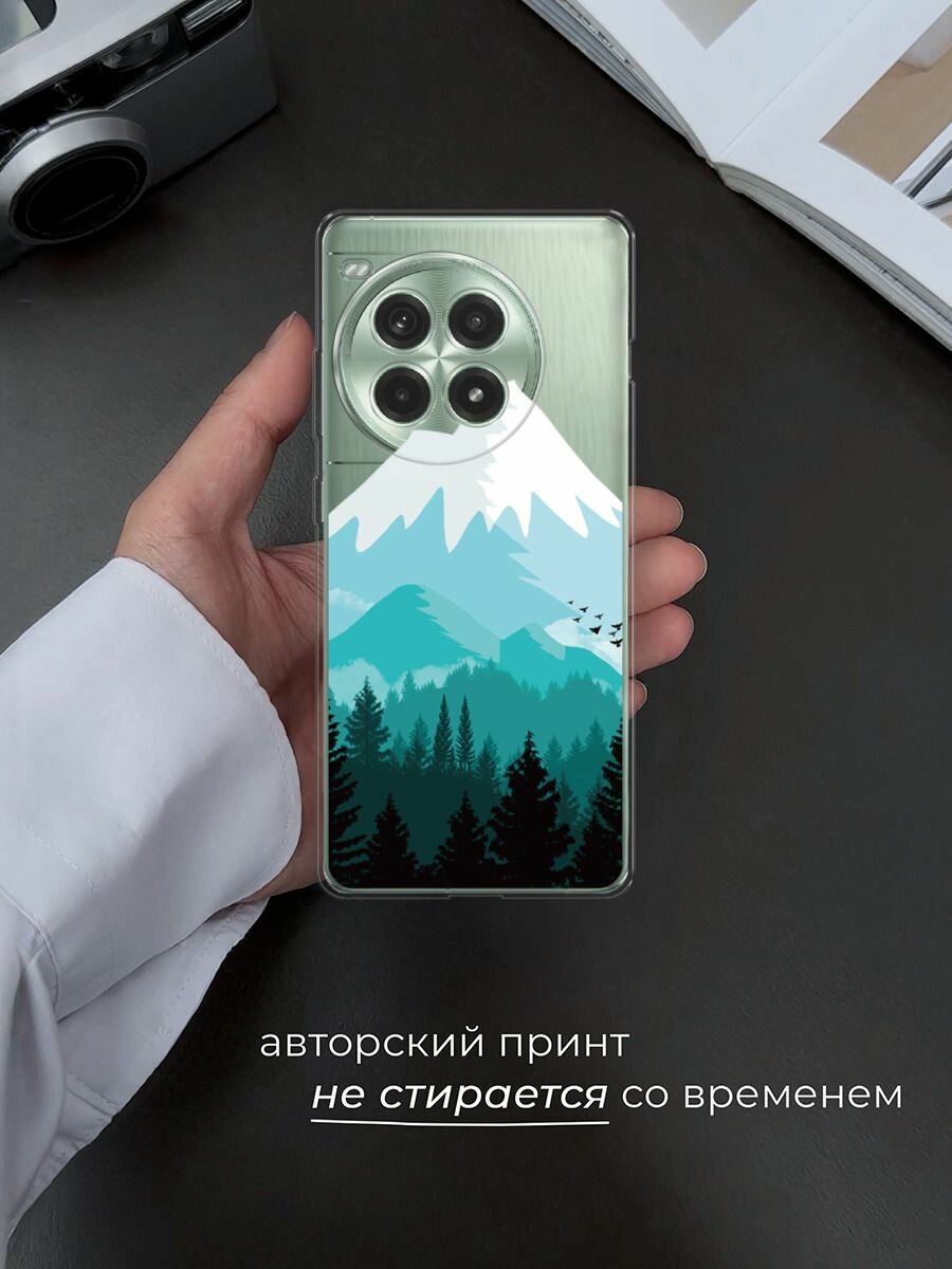 Чехол на OnePlus Ace 3 Pro / Ван Плас Эйс 3 Про с принтом "Синяя снежная гора", прозрачный — фото 1