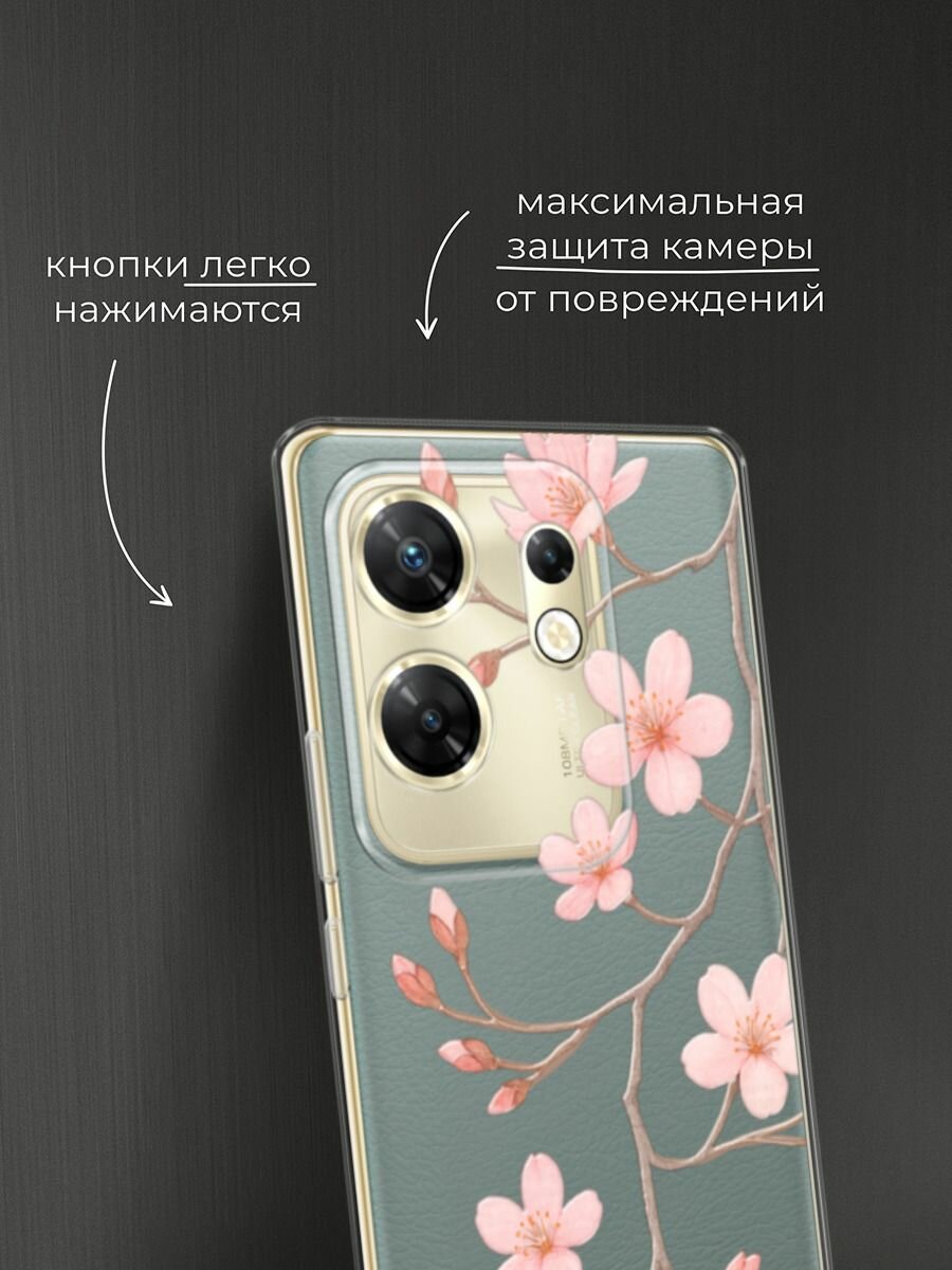 Чехол на Infinix Zero 30 4G / Инфиникс Зеро 30 4G с принтом "Веточка распускающейся сакуры 2" — фото 1