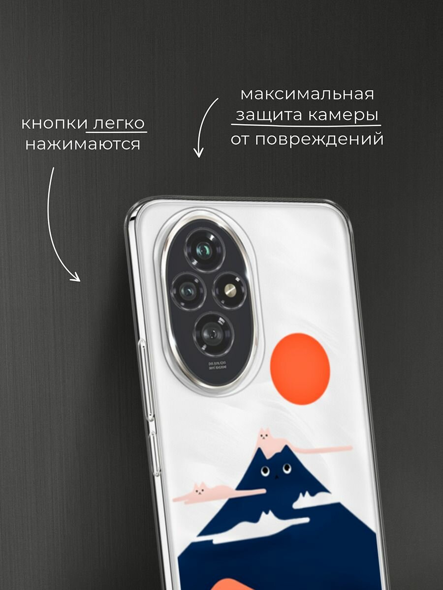 Чехол на Honor 200 / Хонор 200 с принтом "Кот-гора", прозрачный — фото 1