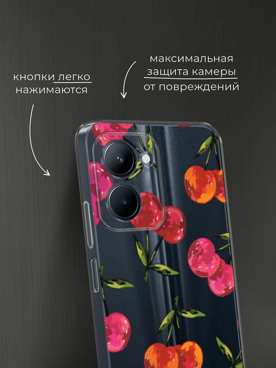 Силиконовый чехол на Realme C33 / Реалми С33 с принтом "Яркие вишни" — фото 1