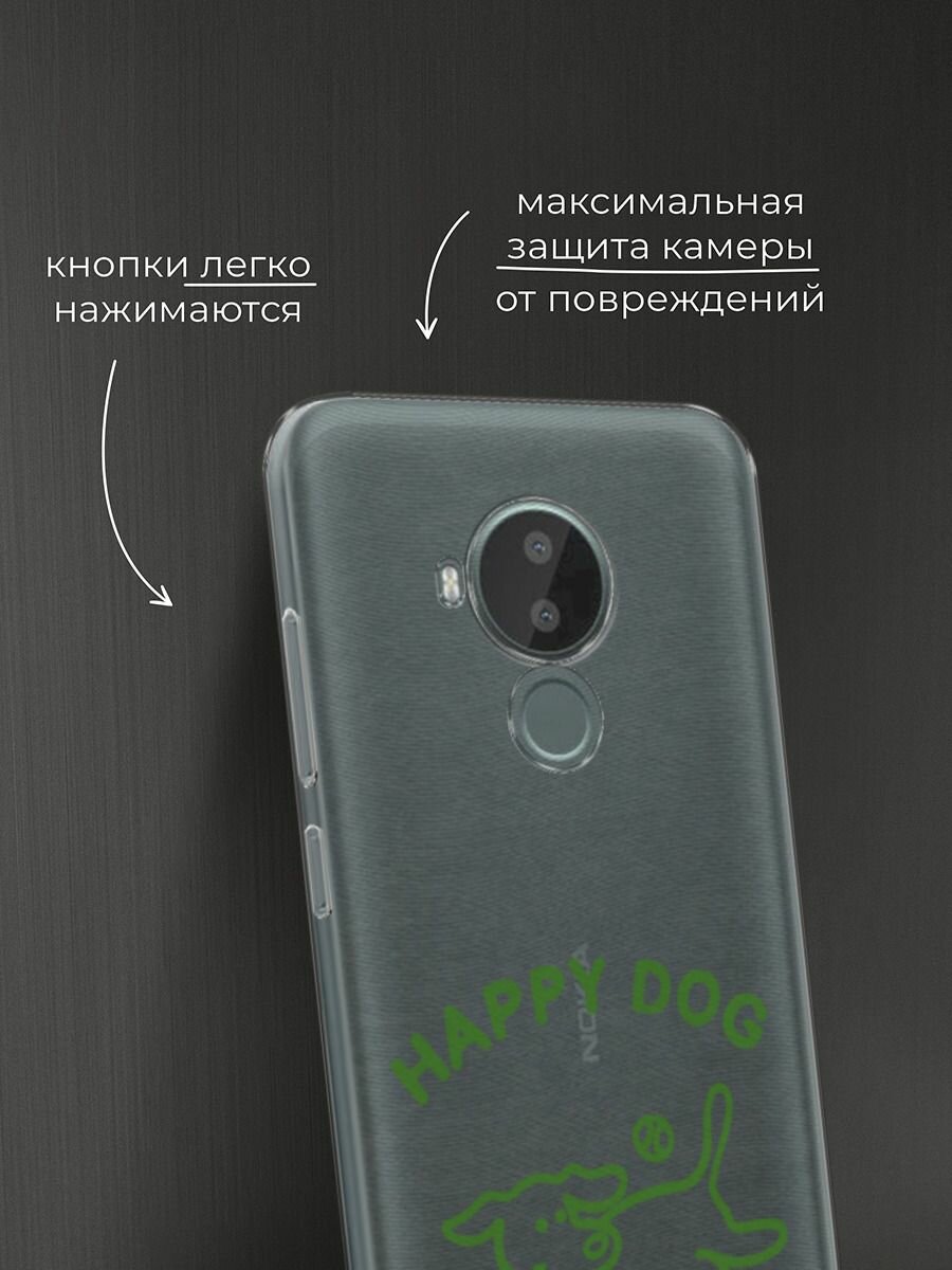 Чехол на Nokia C30 / Нокия C30 с принтом "Счастливый песик", прозрачный — фото 1
