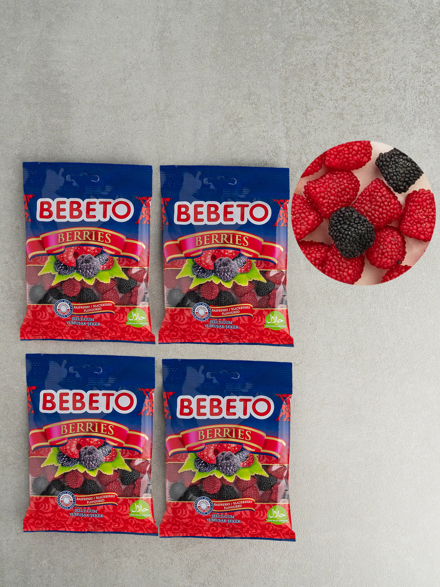 Мармелад жевательный Berries Ягодки со вкусом Ежевики и Малины 80 гр 4 шт