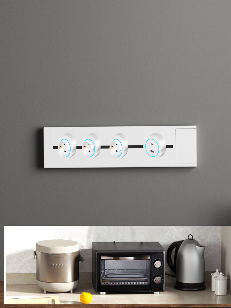 Трековая система розеток комплект: Шинопровод 50 см + 2 евро розетки и 1 USB+TYPE-C