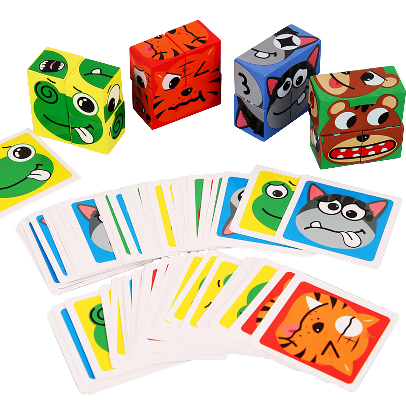 Деревянные Кубики для Пазлов Выражения Пазл с Изменением Лиц Игра на Логическое Мышление Детский Образовательный Подарок Материал Дерево Размер упаковки 19.5*19.5*3.5см Вес упаковки 500г Набор 1 комплект Кубики для Пазлов Выражения