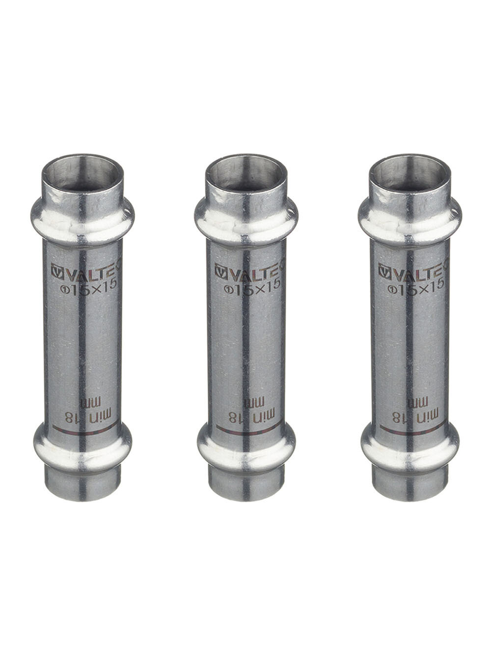 Муфта 15х15 мм надвижная нержавеющая сталь (3 шт.)