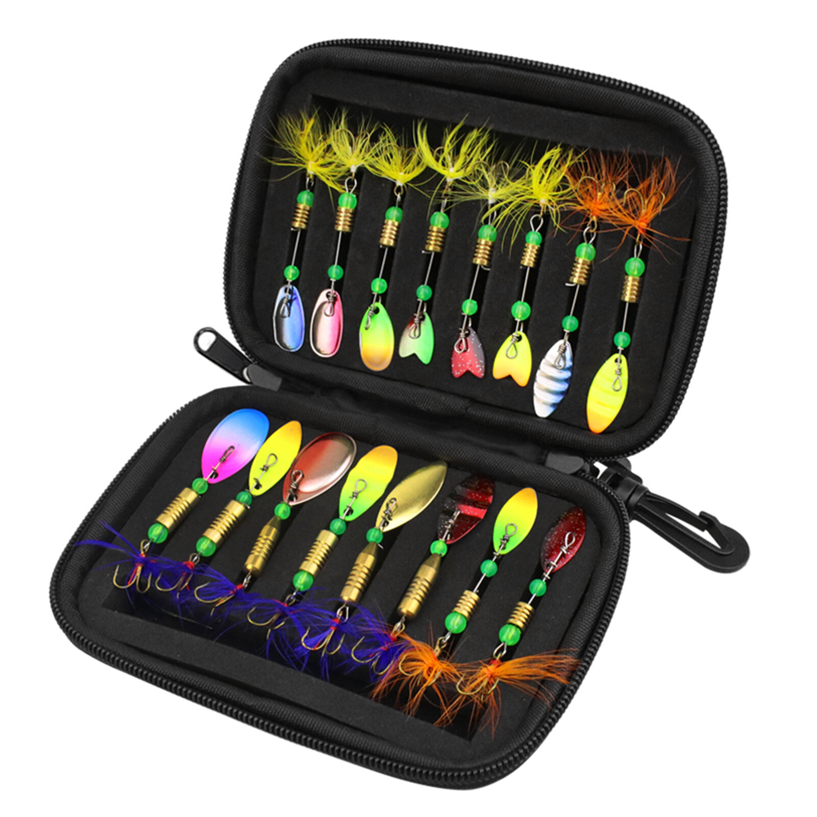 16pcs Fishing Spoons Lures Metal Baits Set forCasting Spinner Bait with Storage Bag Case