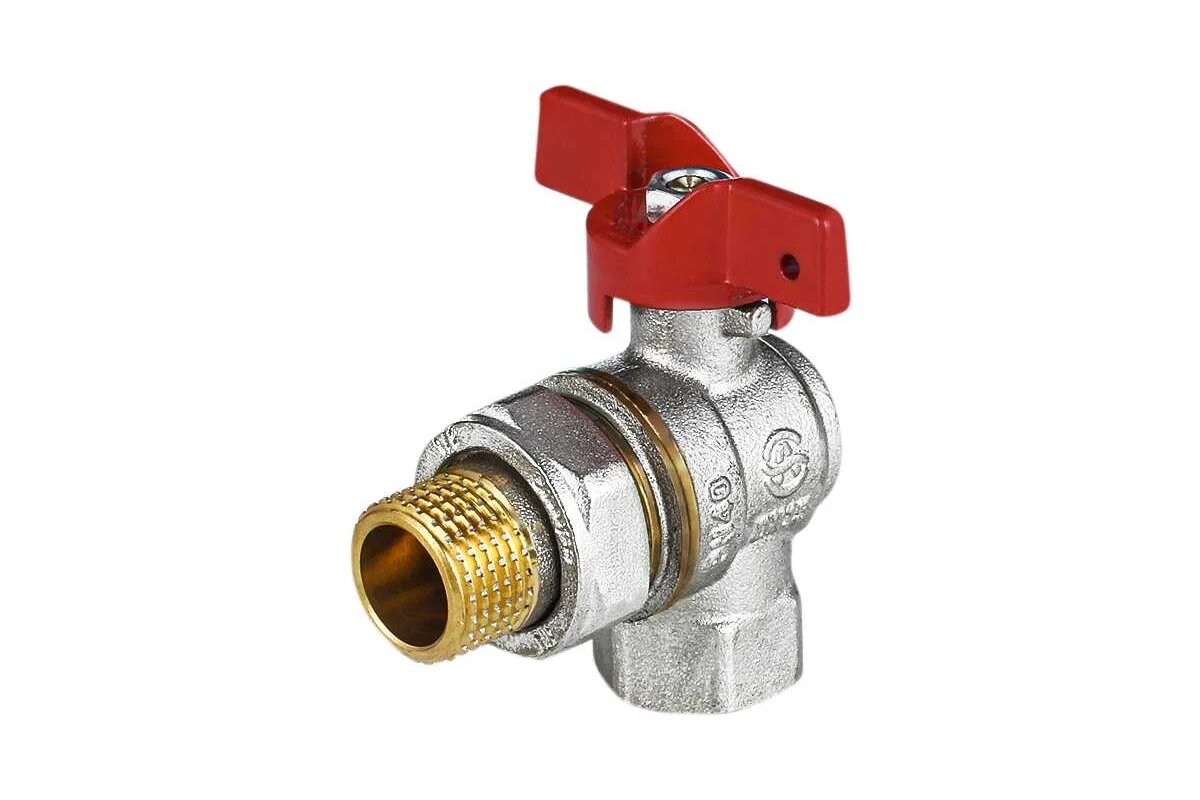 Aquasfera 1011 Euro кран шаровый угловой бабочка Ду20 Ру40 никелированный муфта/американка