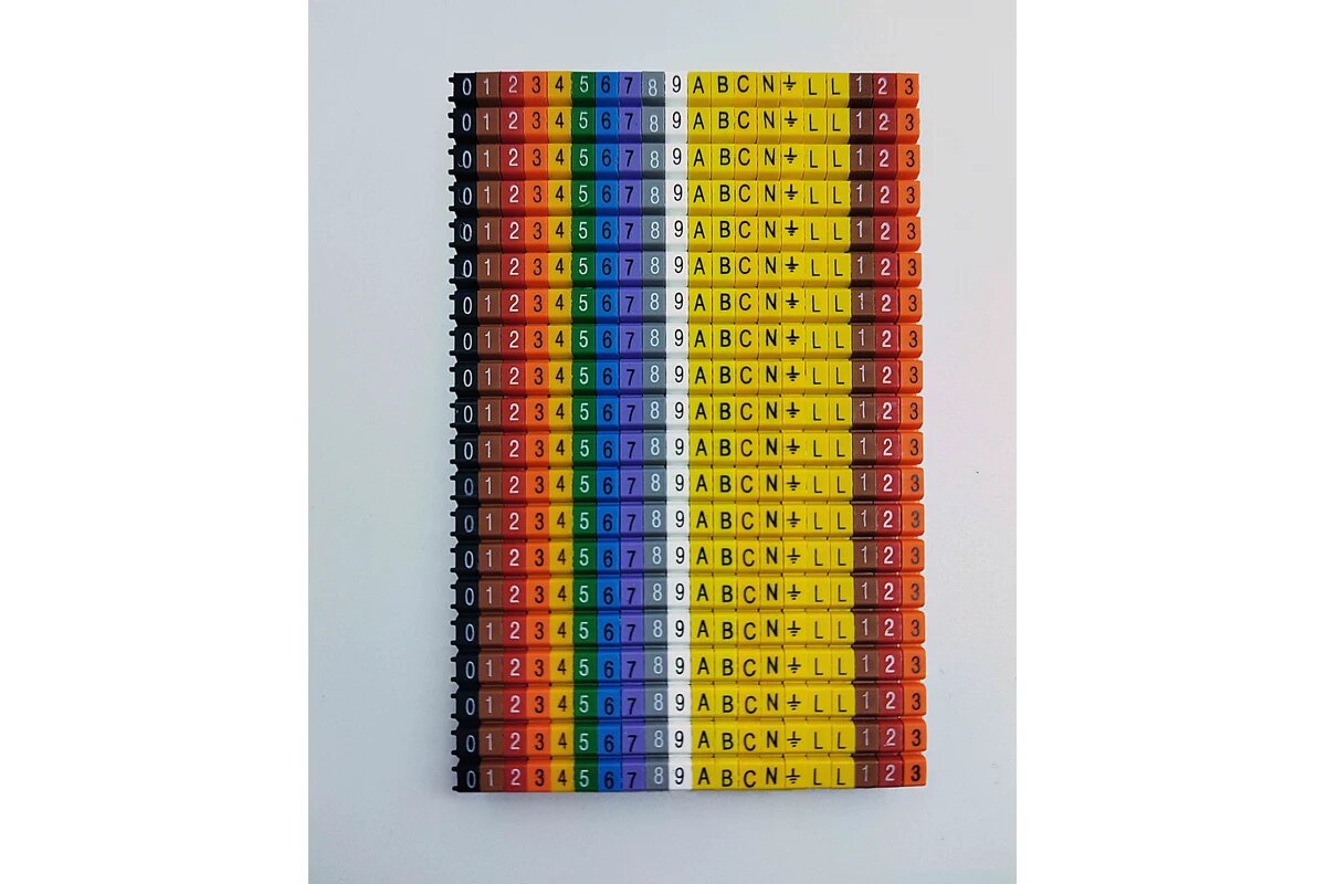 ONKA KCG 2 кабельная маркировка 1,5–2,5 мм² 0-9 A. B. C. N. PE. L. L.1.2.3 упаковка 400 шт