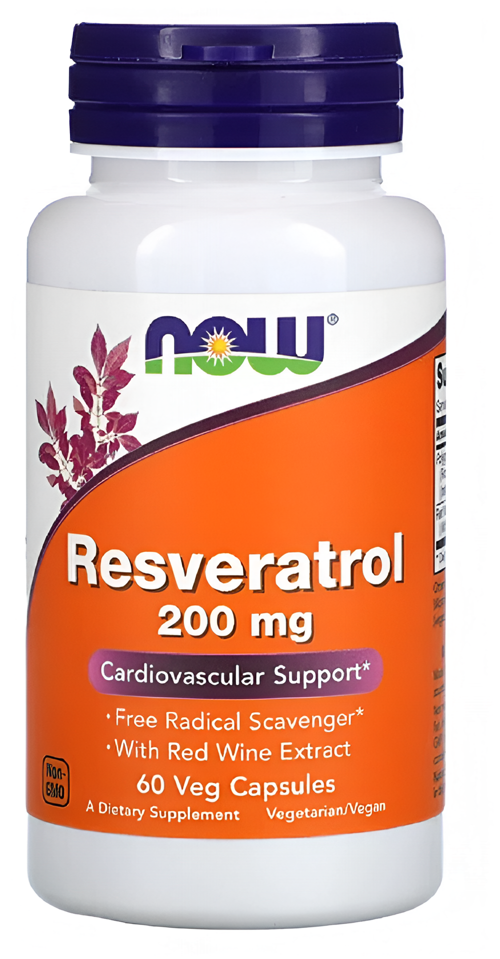 Активное долголетие NOW Natural Resveratrol 200 mg. 60 капс.