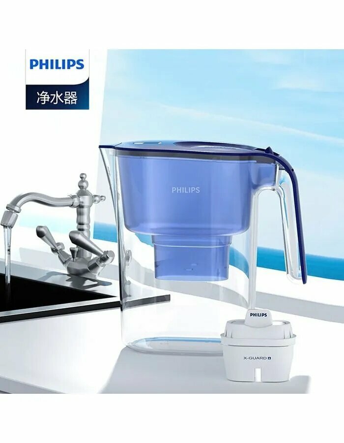KNOW EASY-Фильтр-кувшин для воды Philips 4.2L (синий, 1 кувшин + 1 фильтр)
