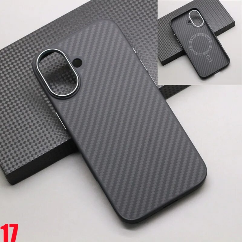 Магнитный чехол из углеродного волокна с мягкой рамкой из ТПУ для iPhone 17 Pro Max / 17 - TPU Frame