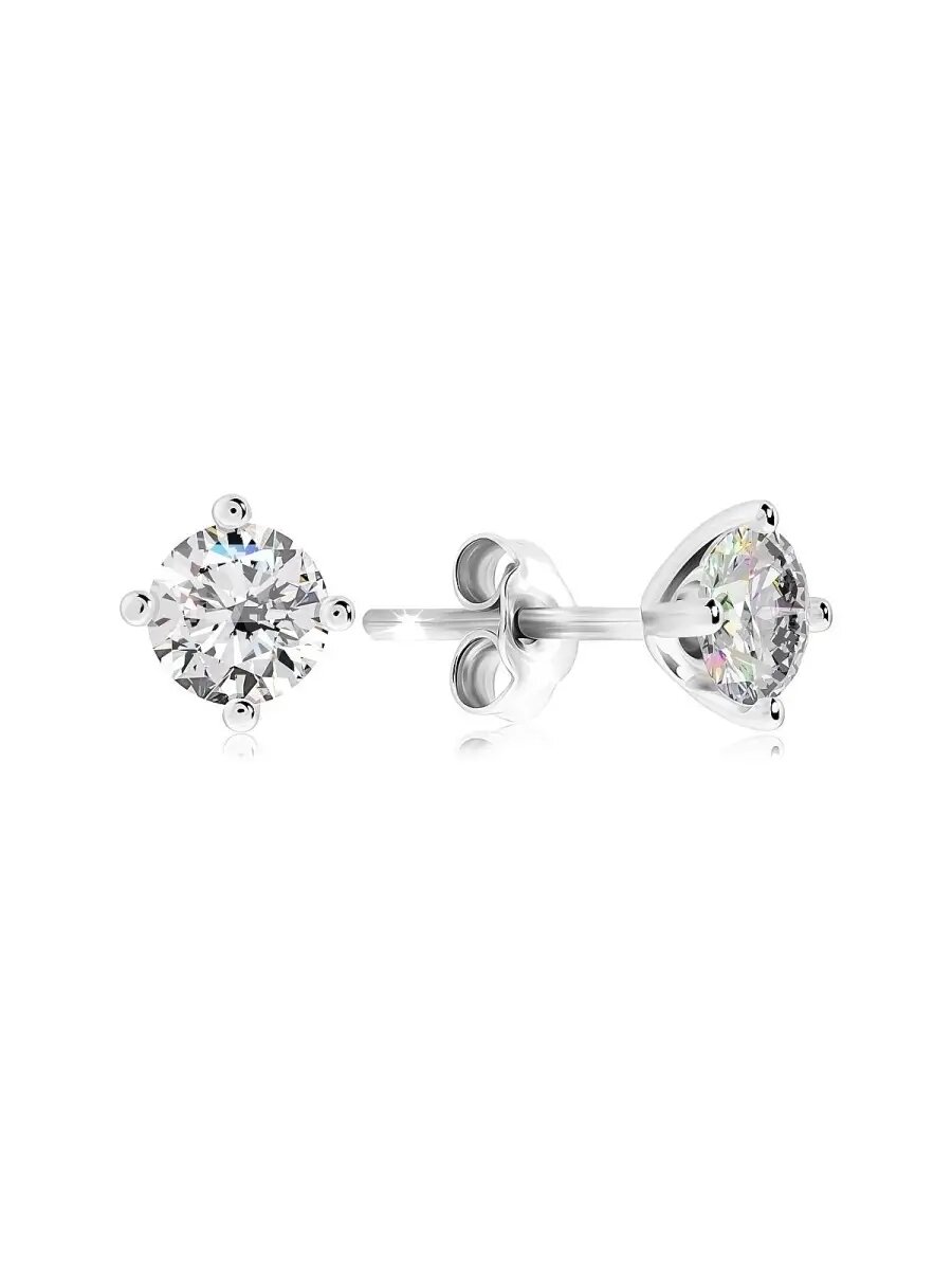 Серьги пусеты, серебро, 925 проба, фианит