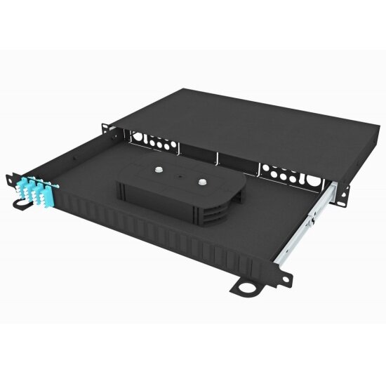 Кросс оптический Toplan стоечный выдвижной 19", 16 LC/UPC адаптера, многомодовый MM(OM3) 50/125, 1U, черный, укомплектованный