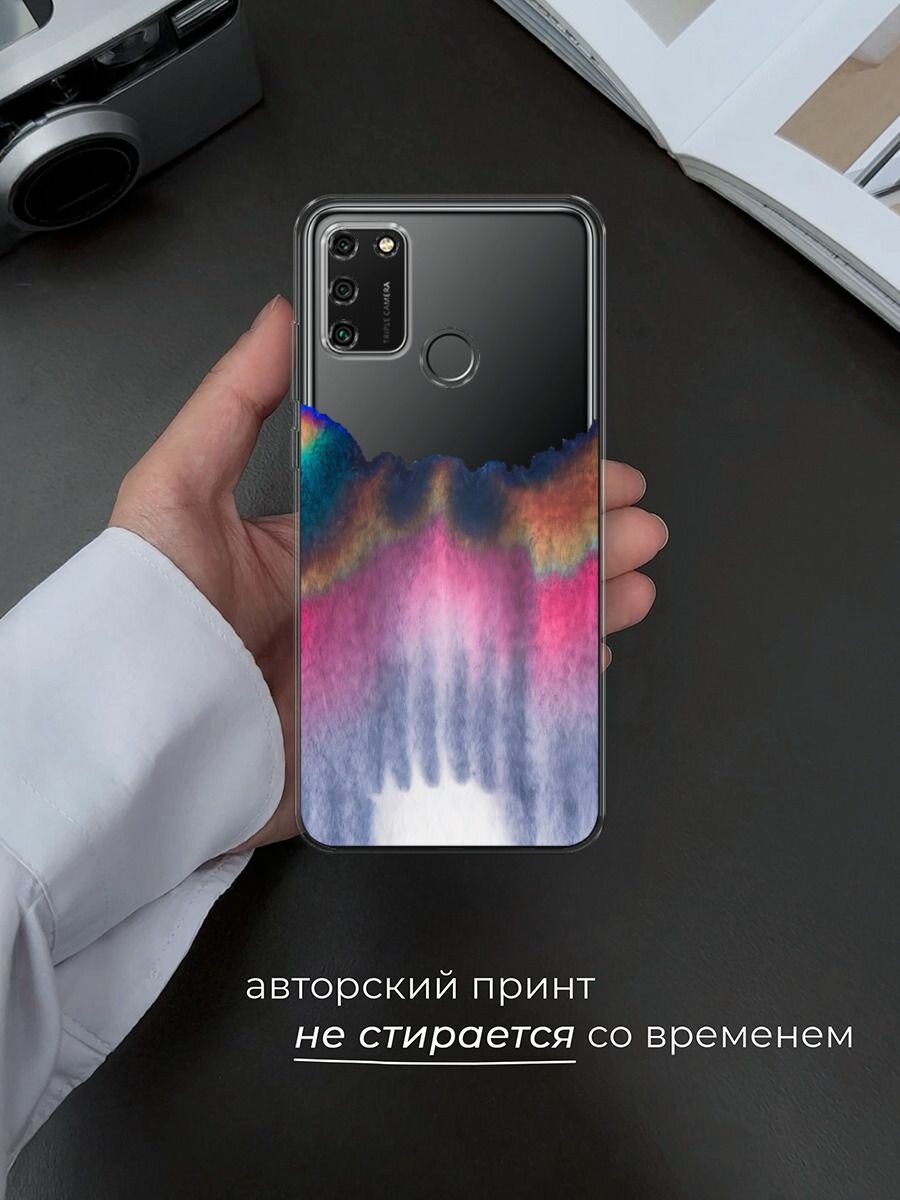 Чехол на Honor 9A / Хонор 9А с принтом Акварельная абстракция, прозрачный — фото 1