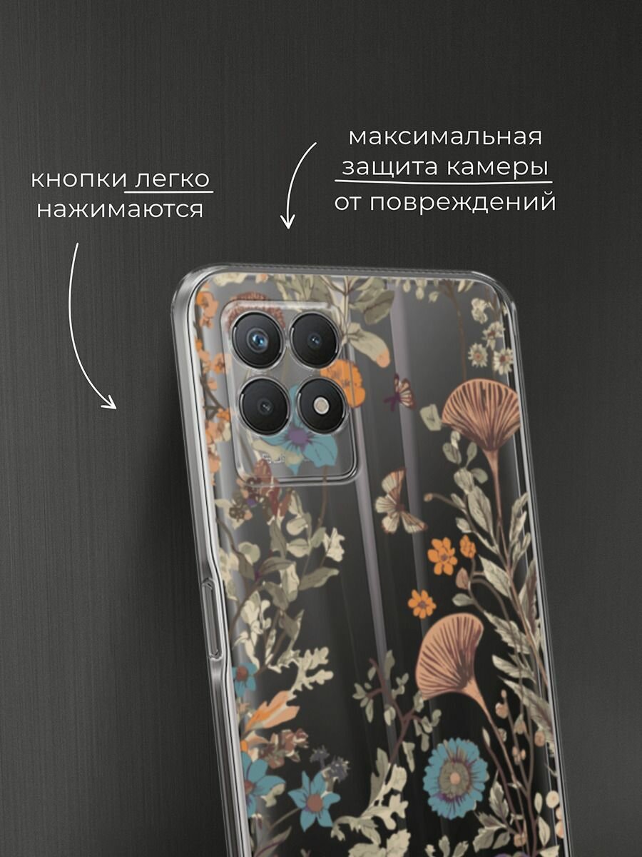 Чехол на Realme 8i / Реалми 8i с принтом Сухоцветы и бабочка — фото 1