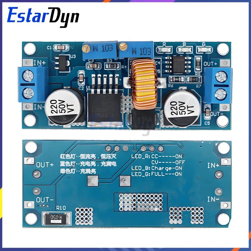 Плата литиевого зарядного устройства Estardyn CC/CV 5A XL4015, регулируемый понижающий модуль питания от 6 до 38 В до 1,25-36 В постоянного тока