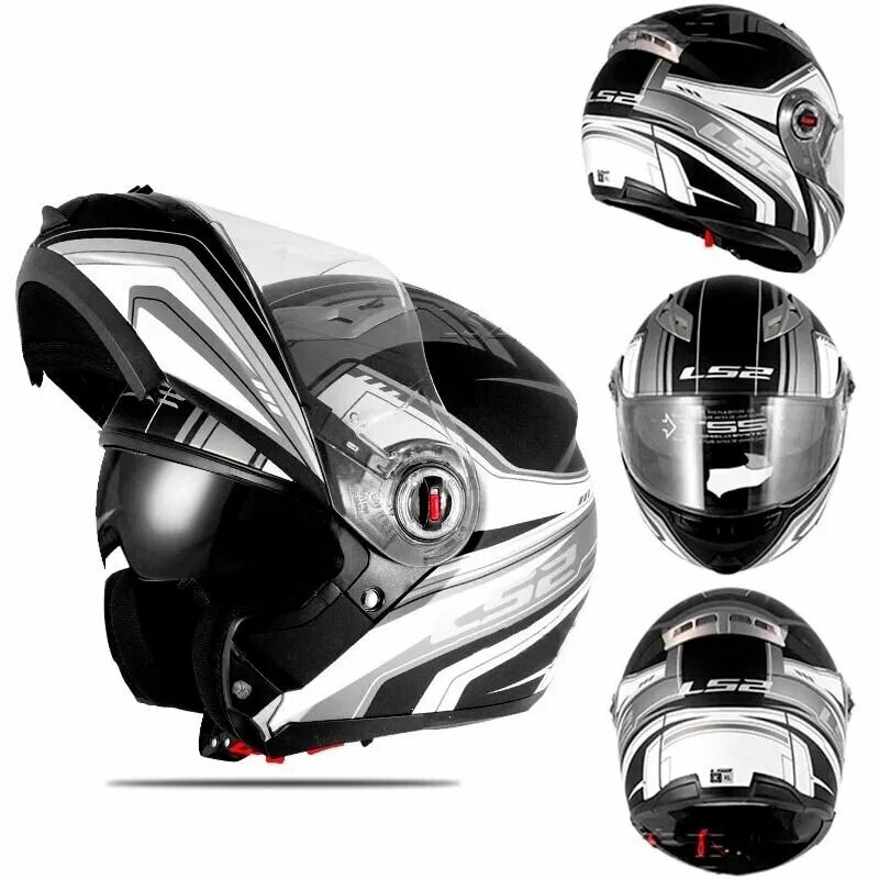 LS2 HELMETS Мотошлем, цвет: белый, черный матовый, размер: XXL