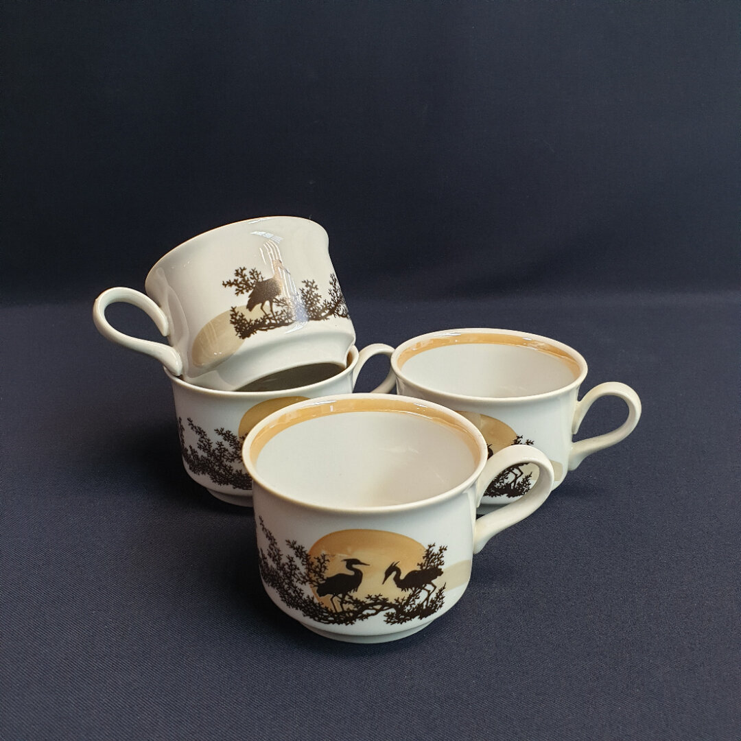 Набор из 4 чашек Богдановичи, фарфор деколь 180 мл, винтаж СССР