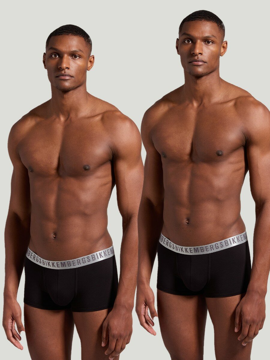 Мужские трусы боксеры черные набор 2в1 Bikkembergs SILVER BKK1UTR11BI XXL (52)