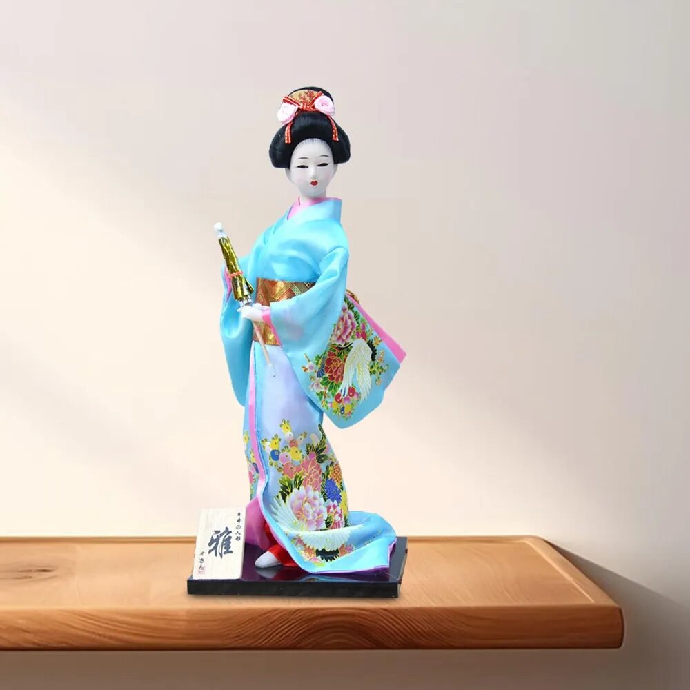 Статуэтка Кукла японская гейша керамика, высота 13.00 см, длина 31.00 см