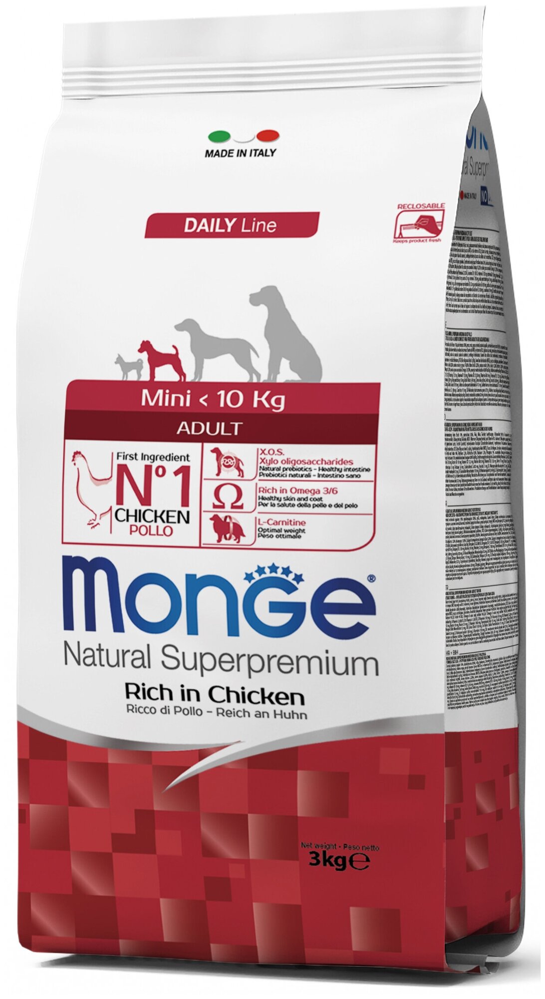 Корм Monge Mini Chicken для собак малых пород, с курицей, 7.5 кг