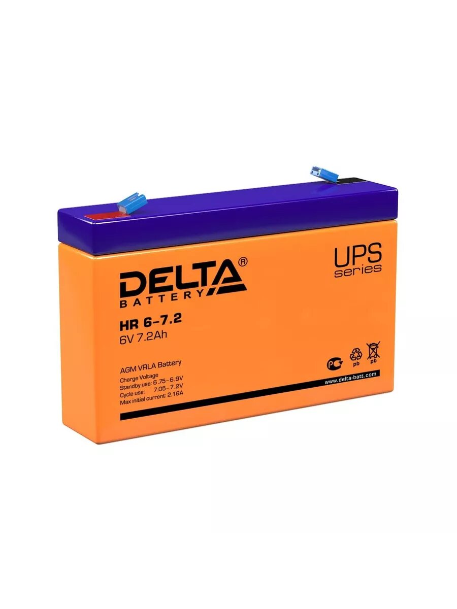 Аккумулятор DELTA HR 6-7.2 6V 7.2Ач А 150x34x100 унив. пол.