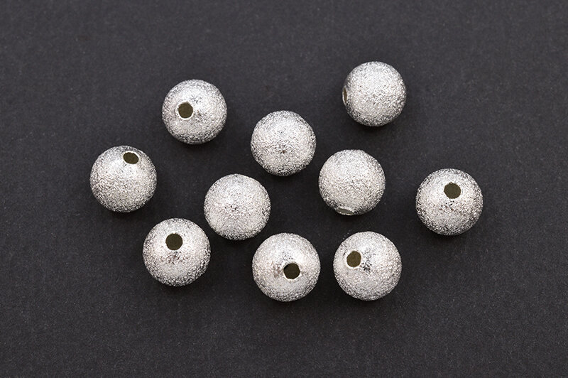 Бусина металлическая с напылением 8мм, отверстие 1,5мм, цвет серебро, латунь, 504-018, 10шт