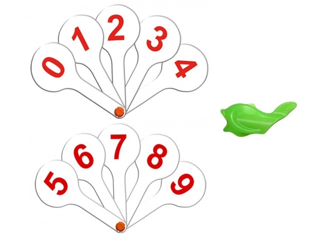 Веер-касса цифр от 0 до 9 + подарок насадка-тренажер для обучения письму "Дельфин"