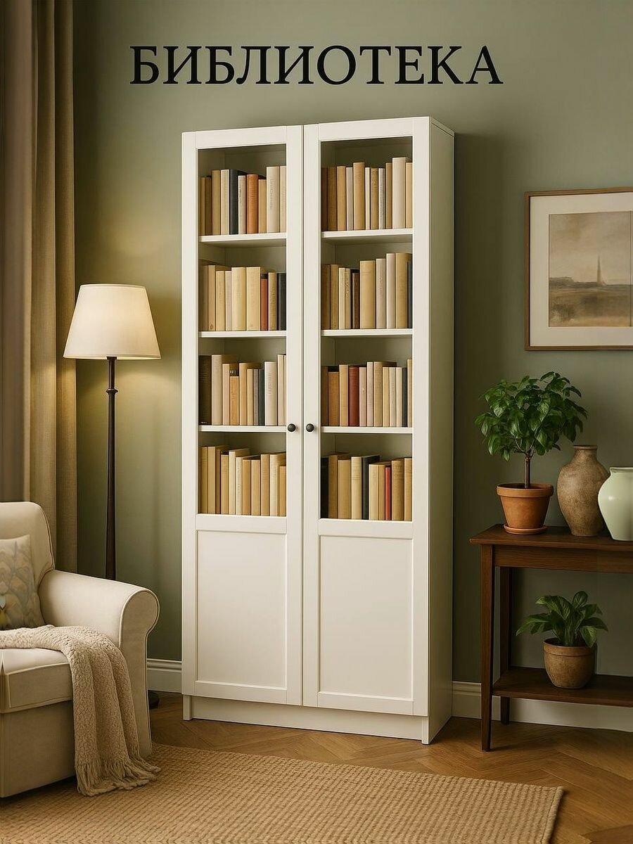 Шкаф витрина книжный Билли белый №01-01