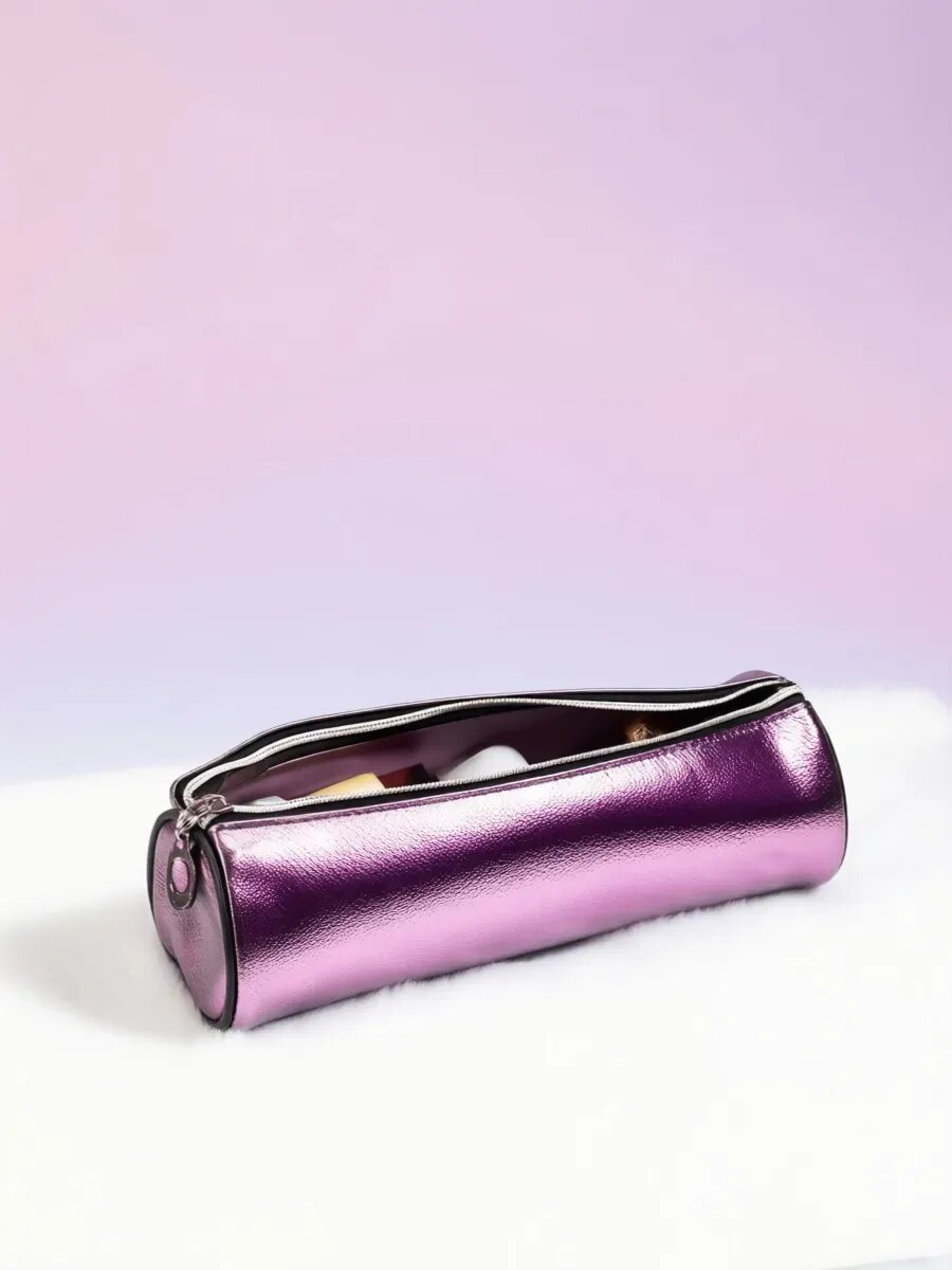 Пенал-тубус, для девочек, на молнии, сиреневый, 22 см x 8 см x 8 см