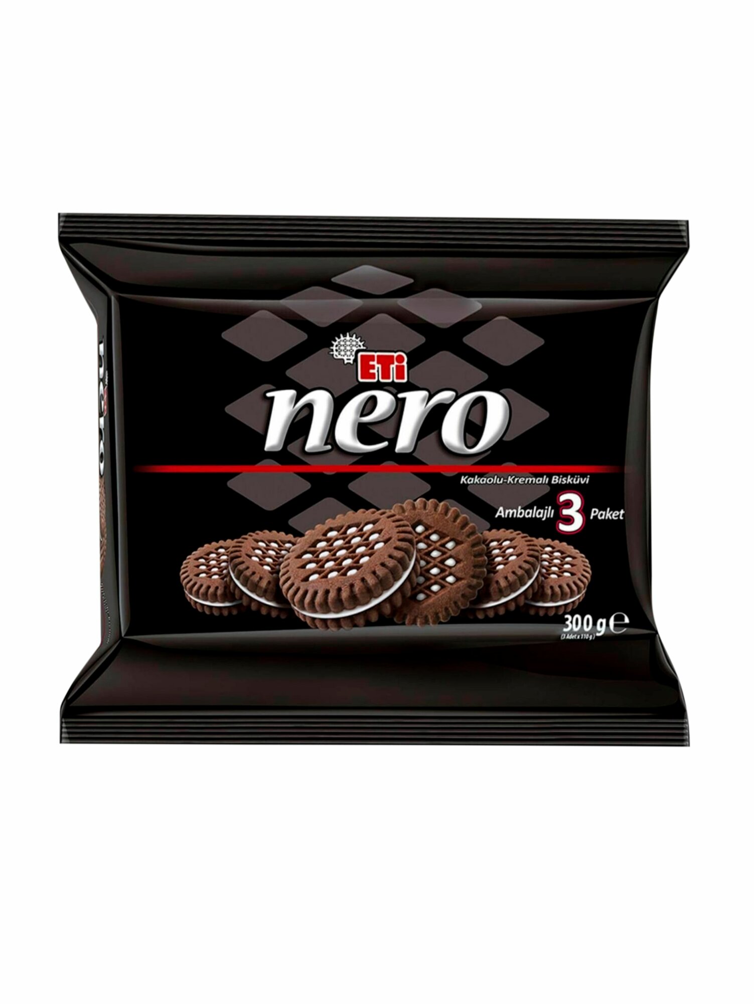 Печенье сэндвич шоколадное со сливочным кремом, "ETi", Nero, 300гр. Турция