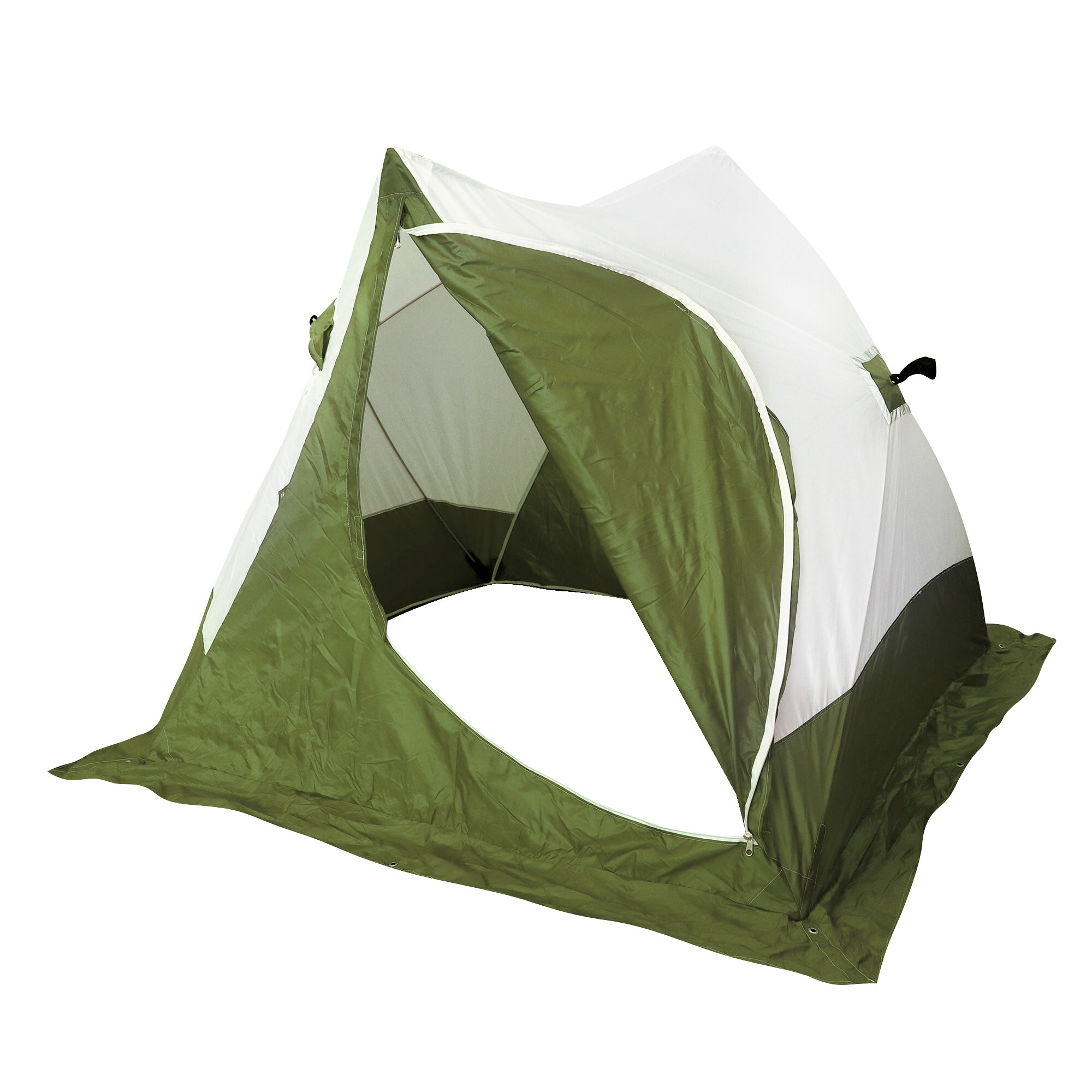 Палатка зимняя следопыт 2-скатная, Oxford 210D PU 1000, цвет оливковый/белый