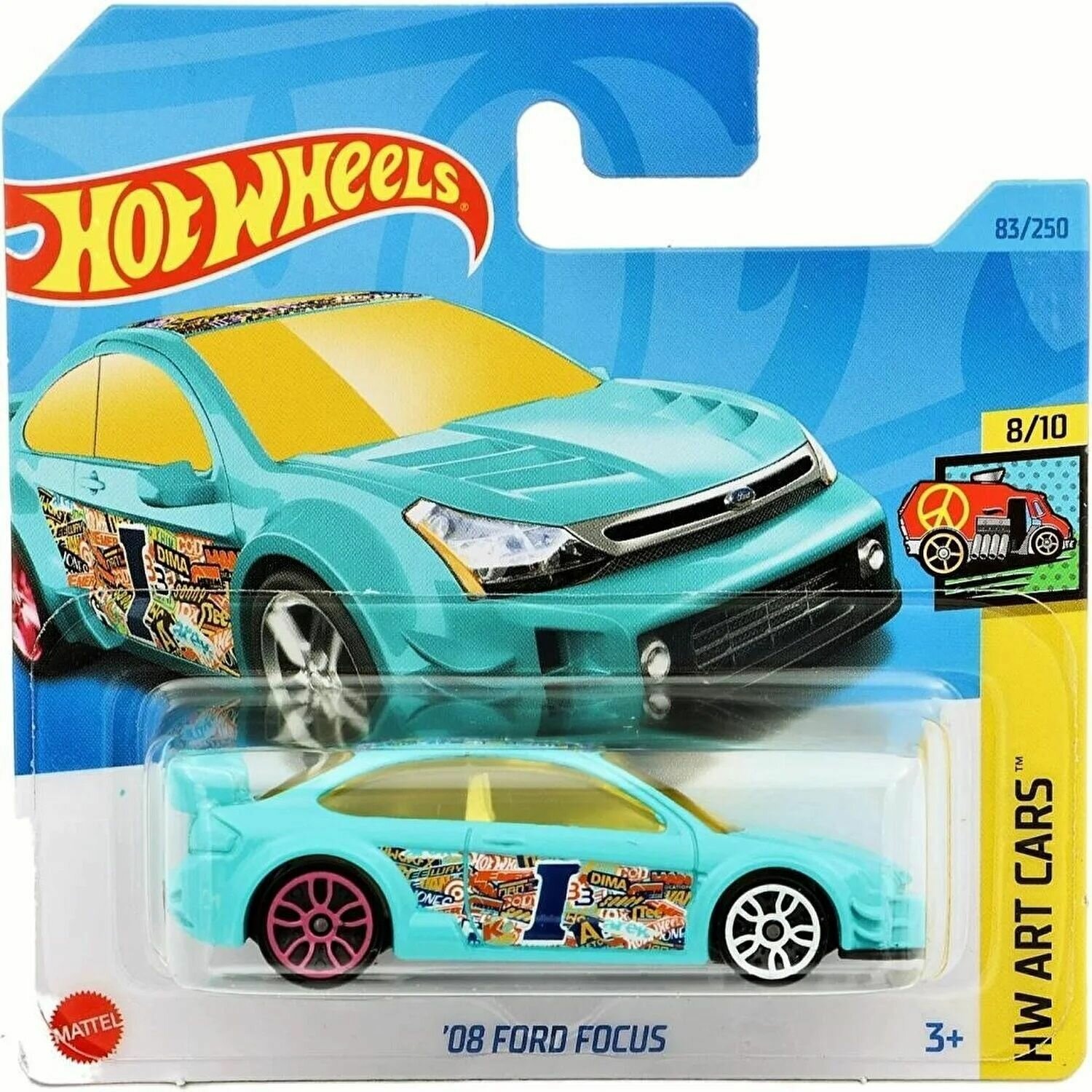 Игрушечная машинка Hot Wheels '08 Ford Focus Turquoise (базовая коллекция 2023 г, 83/250)