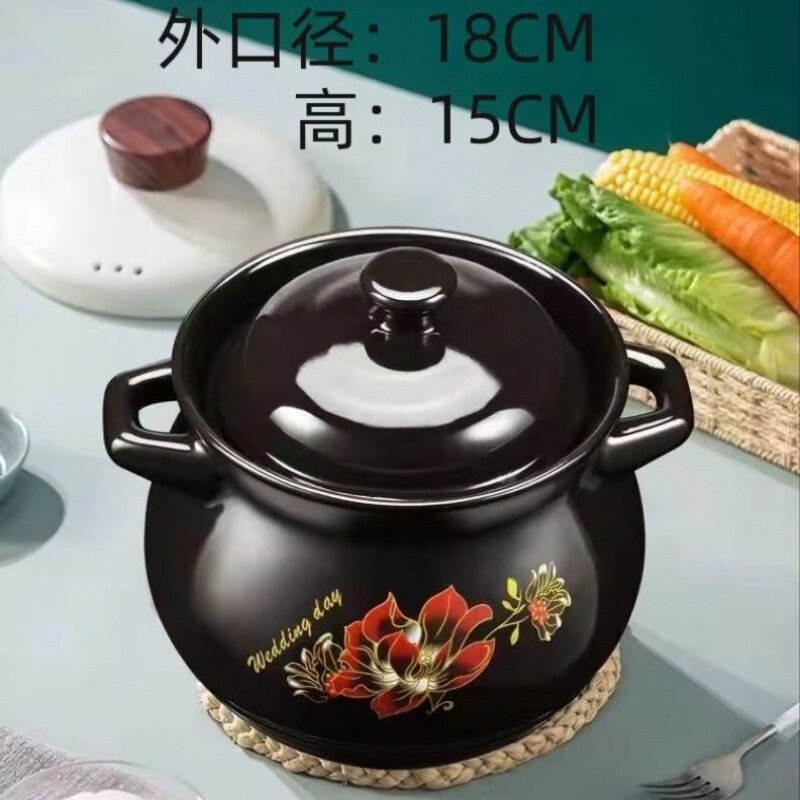 Кастрюля для тушения для домашнего использования, газовая керамическая суповая кастрюля, глиняная кастрюля, глиняная кастрюля для открытого огня, кастрюля большой емкости, для кросс-граничной торговли на Amazon